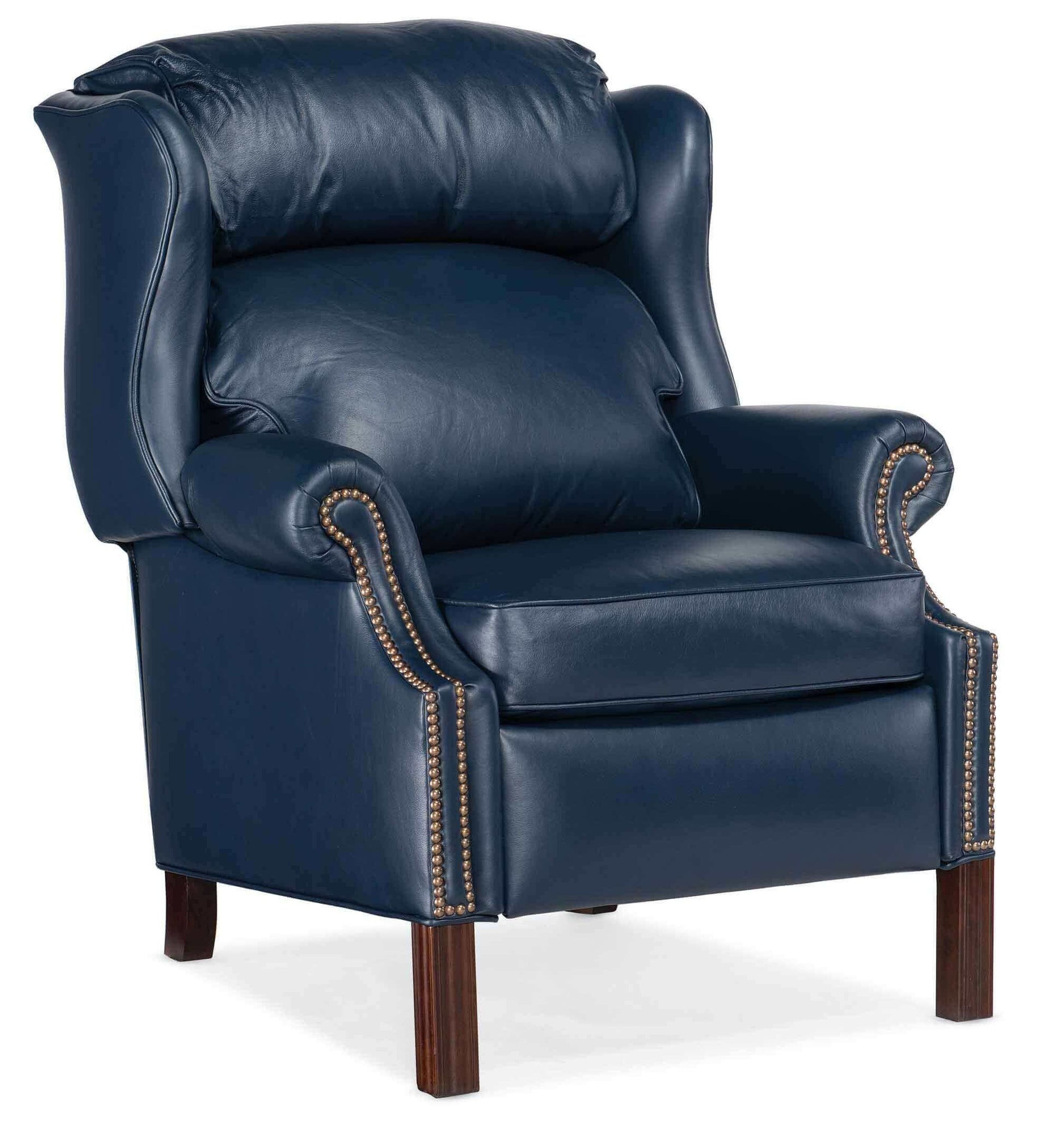 Leather Recliner With Chippendale Legs in Blue by Outlet Furniture ...