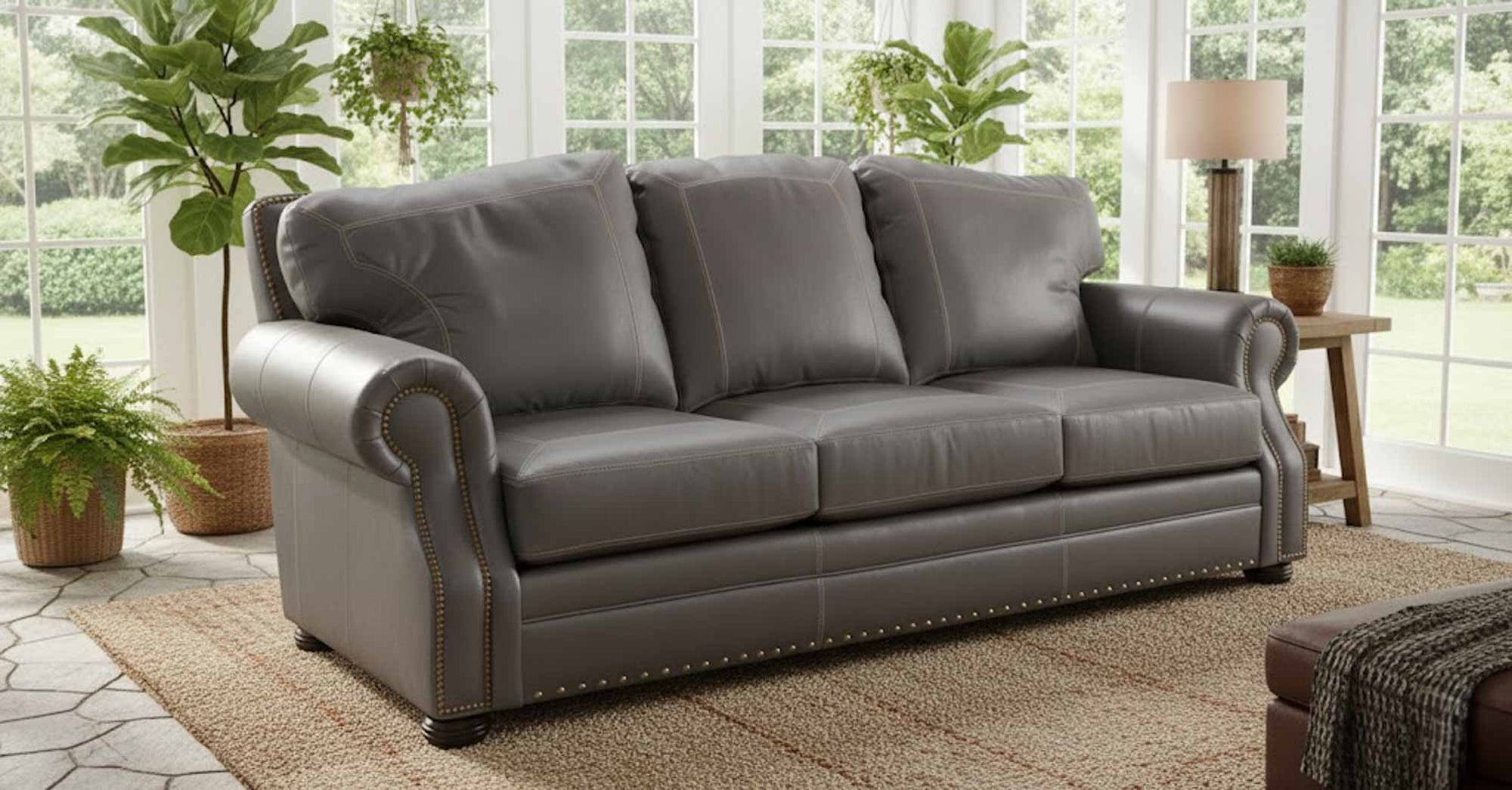 Oklahoma Leather Sofa by Wellington's Furniture