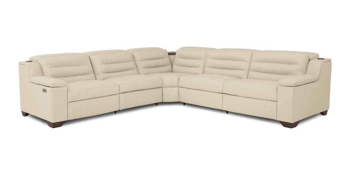 Lotus Leather Power Reclining Sectional With Articulating Headrest by ...